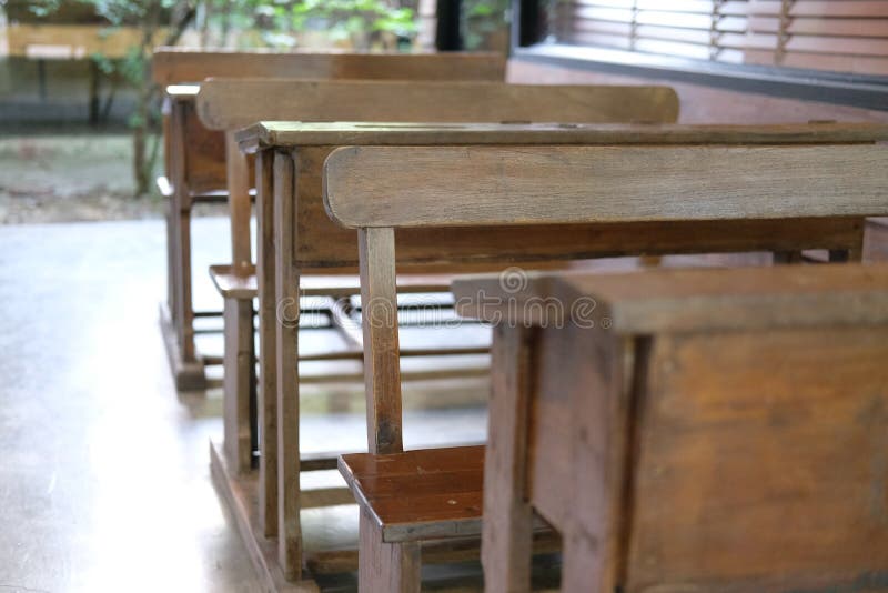 Old Table & Chair in Classroom. Back To School Stock Photo - Image of ...