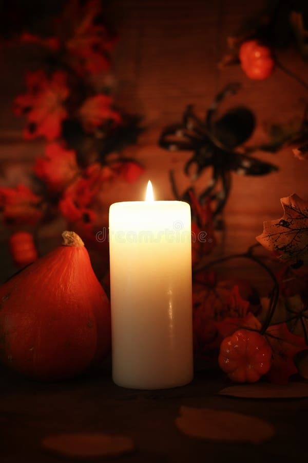 Table Decorations for Halloween Carved Pumpkin Head Candles Stock Image ...