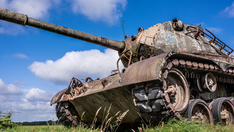 Old Tank with Blue Sky in the Background Stock Photo - Image of ...