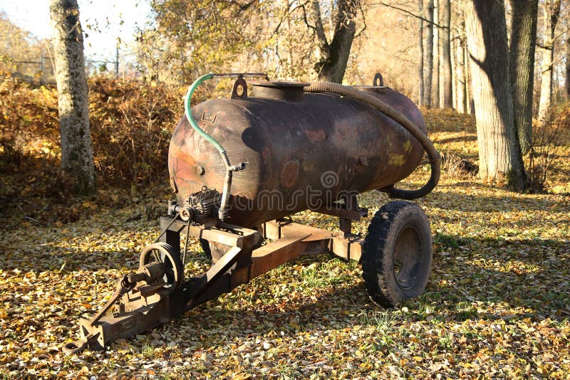 Old tank on wheels stock image. Image of park, farm, shaft - 62654789