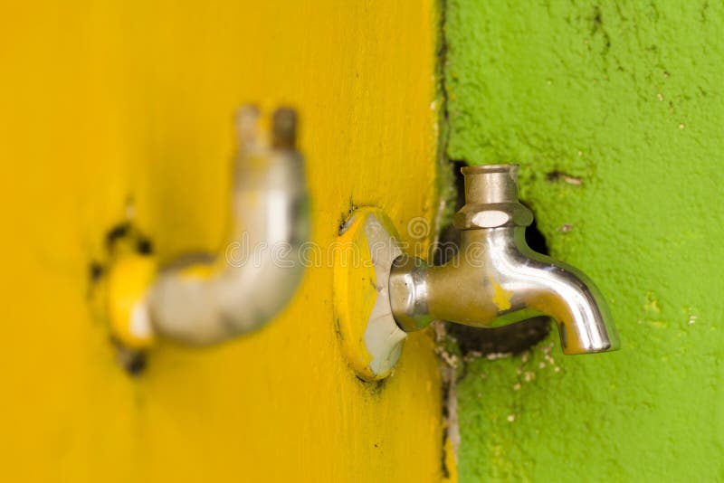 Old tap stock image. Image of yellow, outdoor, background - 34316453