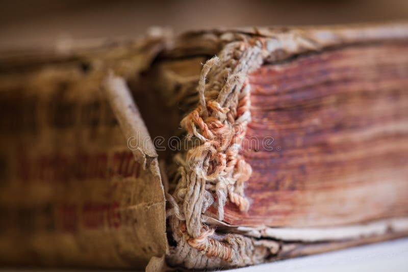 Old Tattered Book. Sheets of an Old Thick Book. the Old Pages are ...