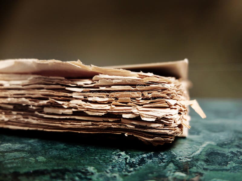 Old Tattered Worn Rough Paper Book or Packet of Documents Textured and ...