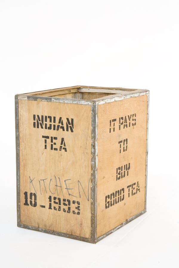 Old tea Chest on white stock photo. Image of vertical - 11736020