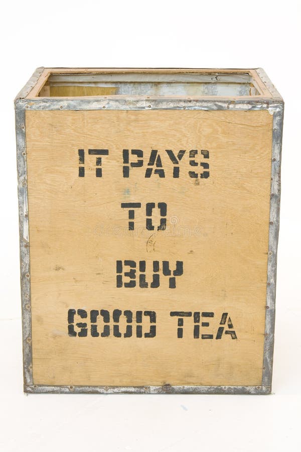 Old tea Chest on white stock photo. Image of vertical - 11736020