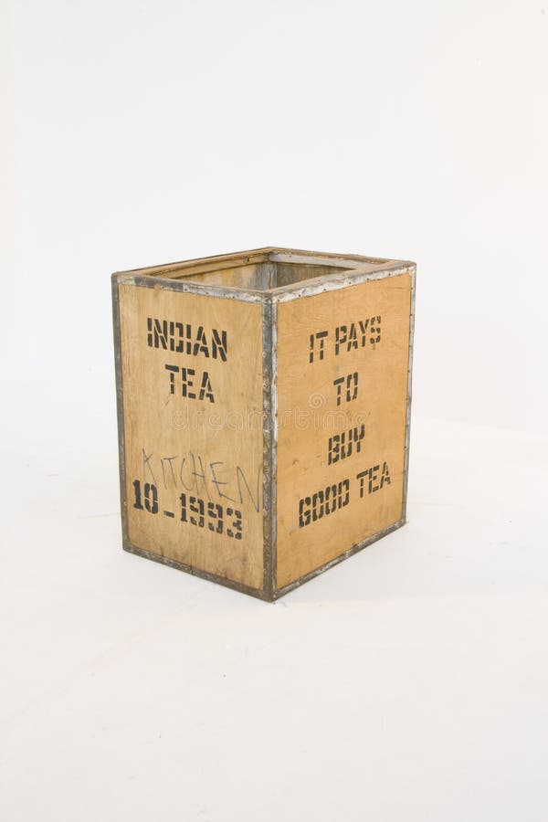 Old tea Chest on white stock photo. Image of vertical - 11736020