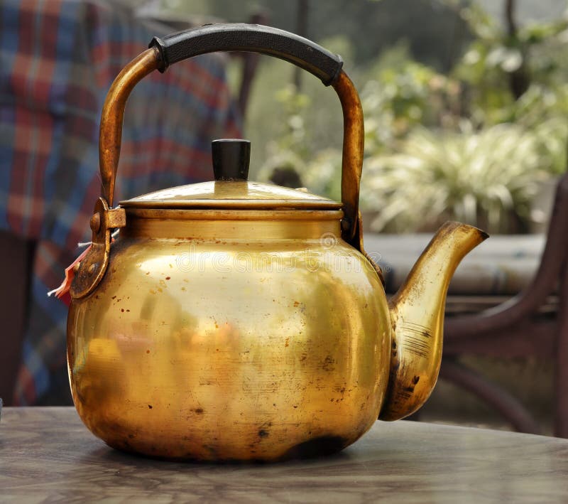 Old_tea_pot_01 stock photo. Image of opening, yellow - 15018666