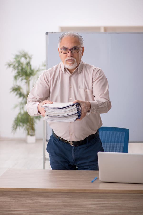 Old Male Teacher in Front of Whiteboard Stock Image - Image of ...