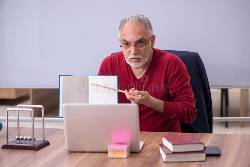 Old Teacher Physicist in Telestudying Concept Stock Image - Image of ...