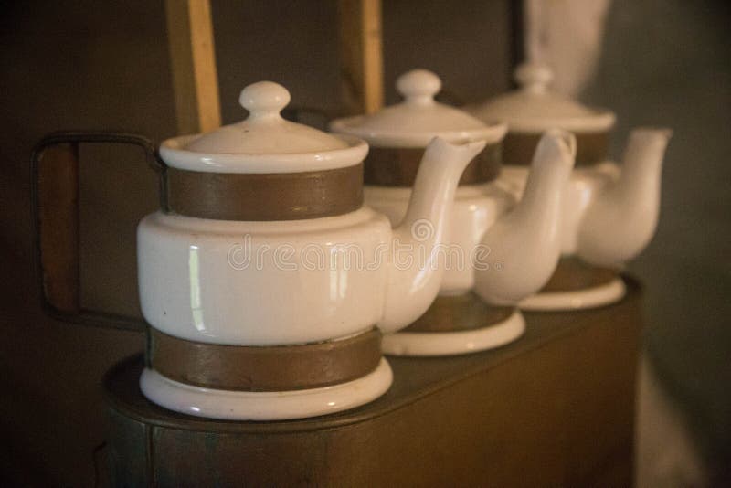 The old teapots stock image. Image of retro, nice, white - 107125917
