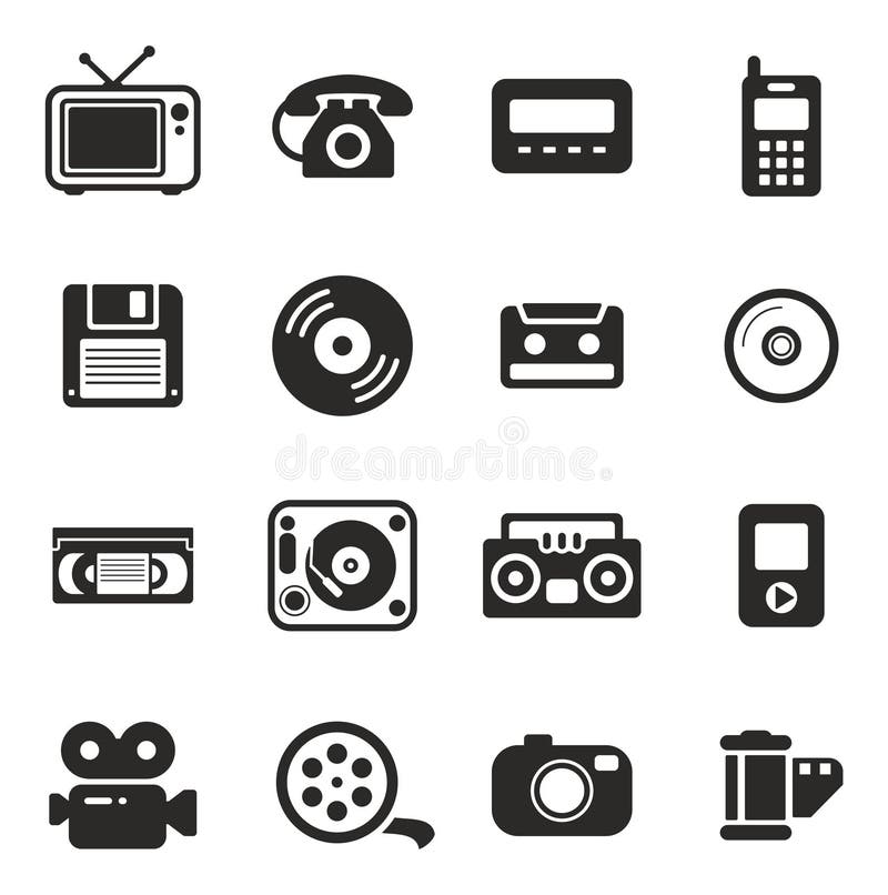 Old Technology Icons stock vector. Illustration of cinema - 67758660