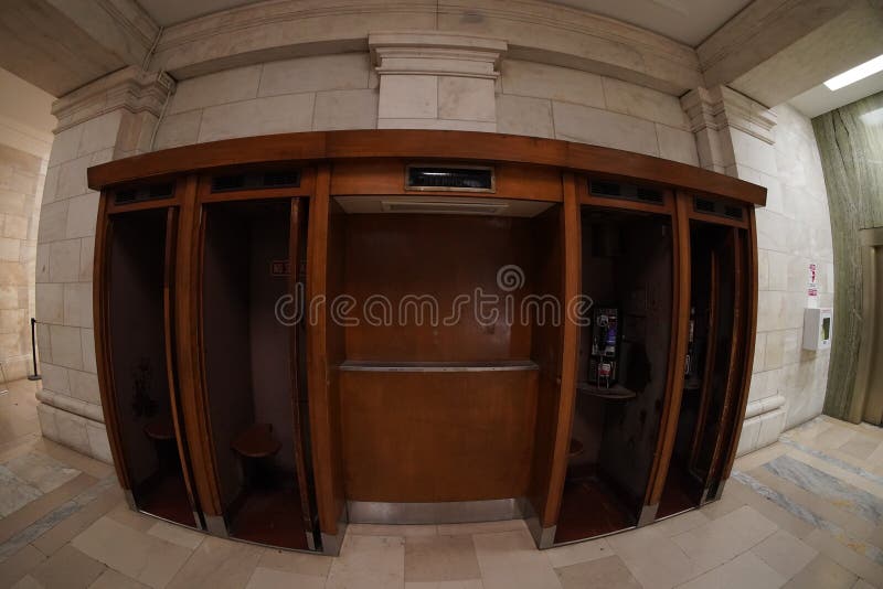 Old Telephone Cabin Inside New York Public Library Stock Image - Image ...