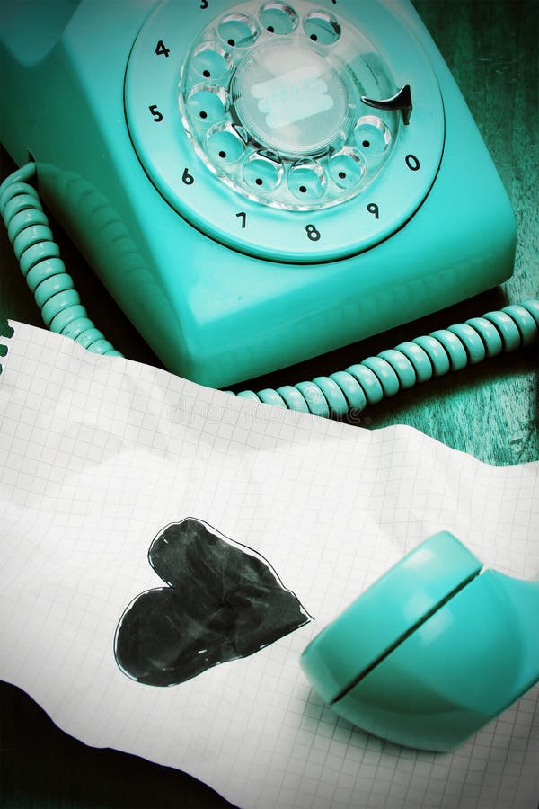 Old Telephone and Heart Shape Stock Image - Image of event, wrinkled ...