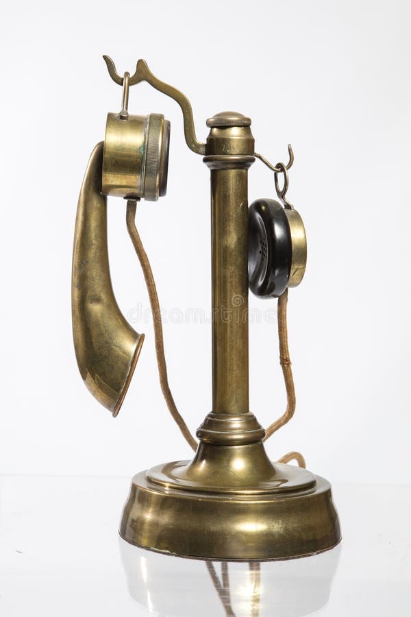Old Telephone Isolated White Background Stock Image - Image of aged ...