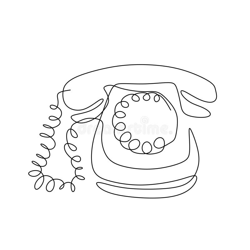 Old Telephone One Line Drawing Continuous Design Minimalism. Retro ...