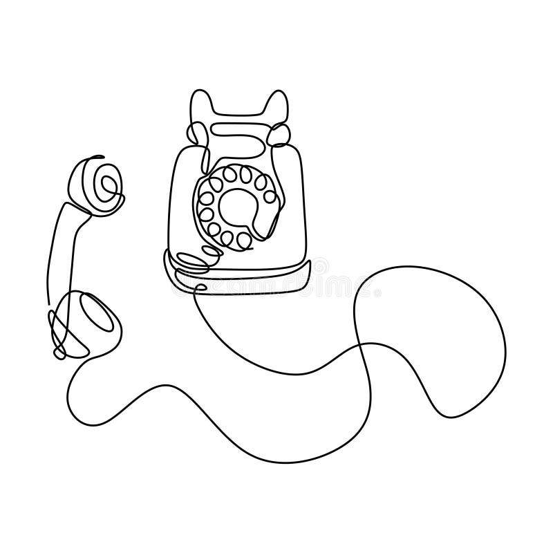 Old Telephone One Line Drawing Continuous Design Minimalism Stock ...