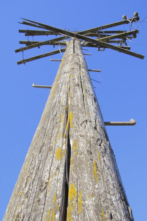 Old Cracked and Weathered Telephone Pole Stock Image - Image of ...