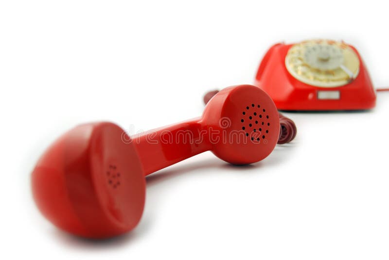 Antique Red Rotary Phone Earpiece Stock Photo - Image of sprint, bell ...