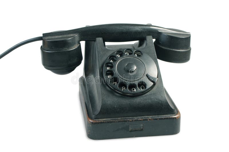 Old Telephone Set Isolated on White Stock Photo - Image of number, aged ...