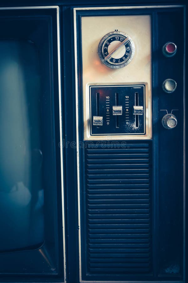 Old Television Button and Turner Stock Image - Image of reflection ...