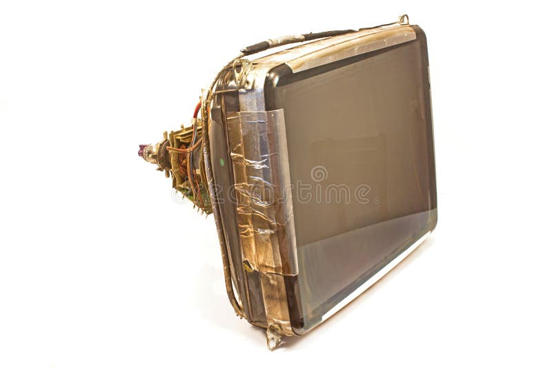 Old Television Cathode Tube Isolated on White Stock Image - Image of ...
