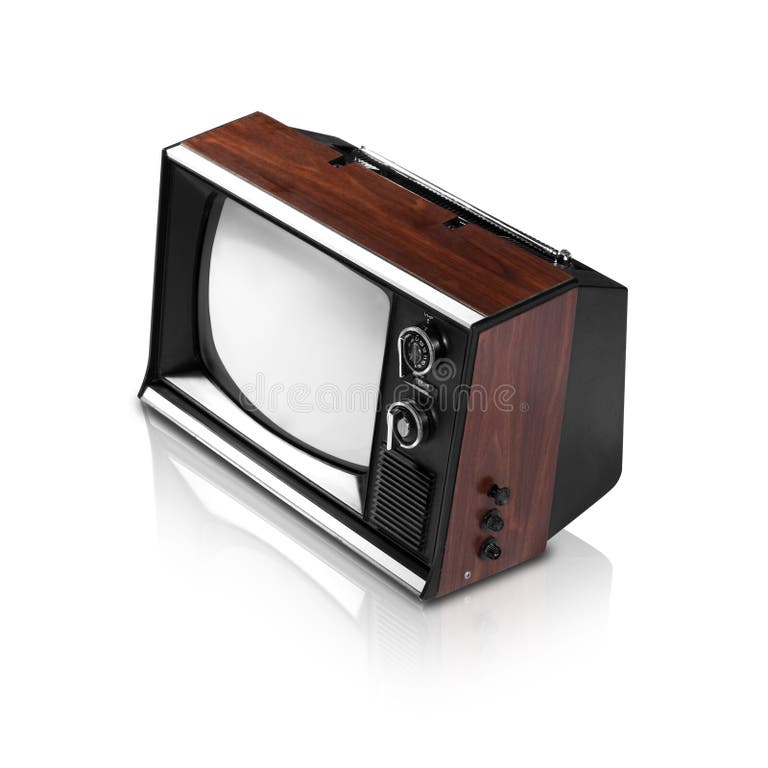Old Television (with Clipping Path and Reflection) Stock Photo - Image ...
