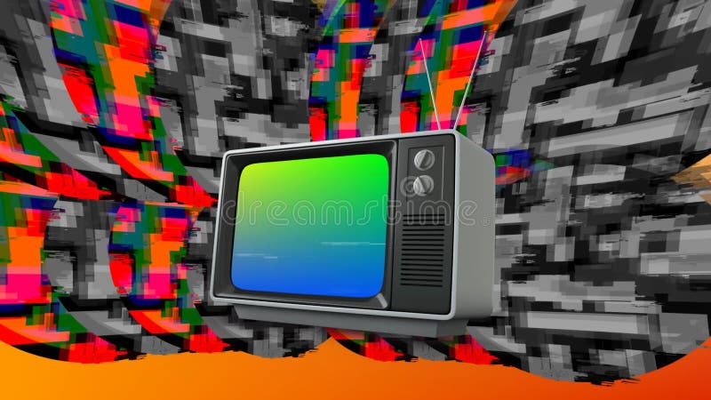 Old Television with Colorful Static Stock Video - Video of frequency ...