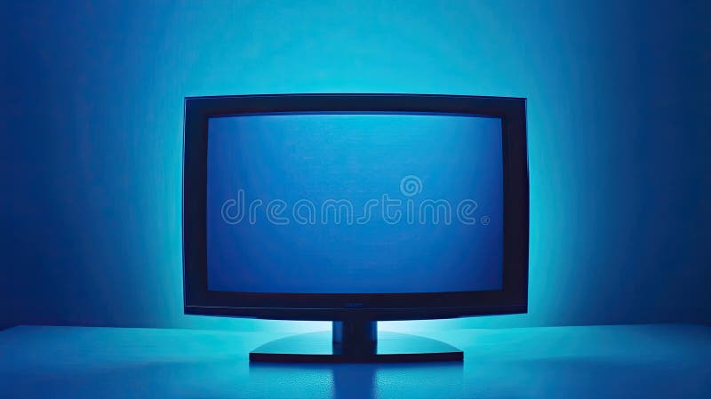 Old Television Screen in Blue Light Stock Photo - Image of dark, blank ...