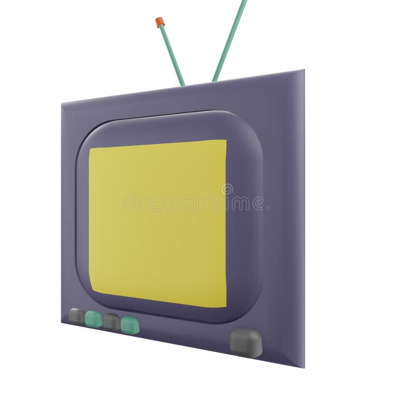 3d Render of Old Model Tv with Antenna Stock Illustration ...