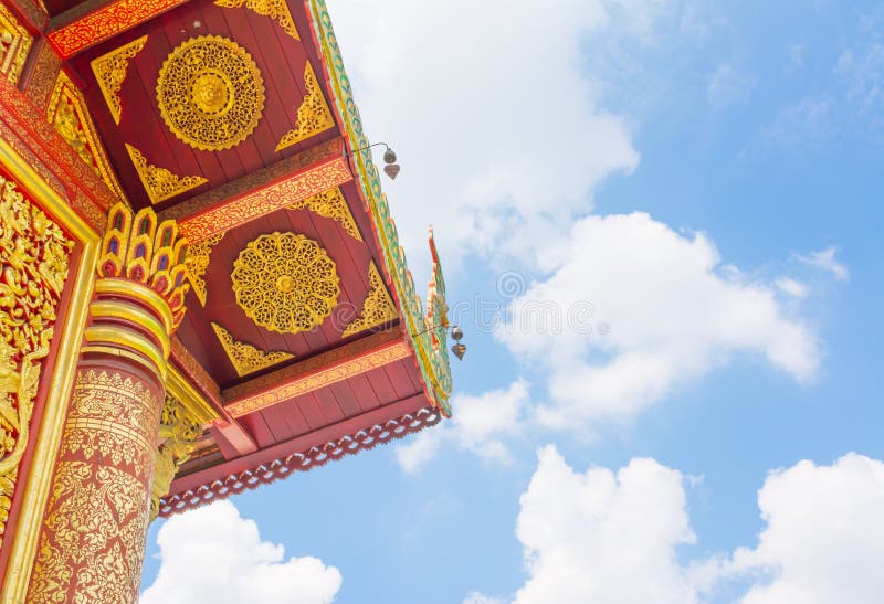 Old Temple with White Cloud and Blue Sky. Stock Image - Image of chiang ...