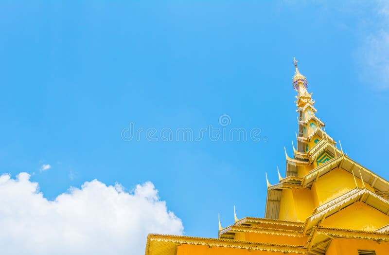 Old Temple with White Cloud and Blue Sky. Stock Image - Image of ...