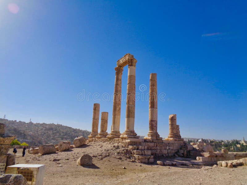 Old temples ruin in Jordan stock image. Image of journey - 131188343