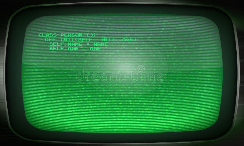 SIlver Old Green Computer Terminal Screen. Old Tv Green Widescreen ...