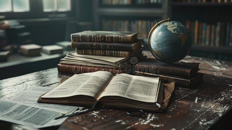 Vintage Books Globe Open Book Antique Library Study Research Education ...