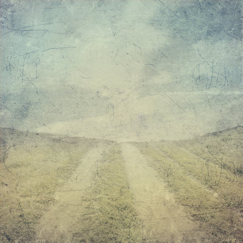 Old Texture with Clouds and Road Vintage Stock Image - Image of antique ...
