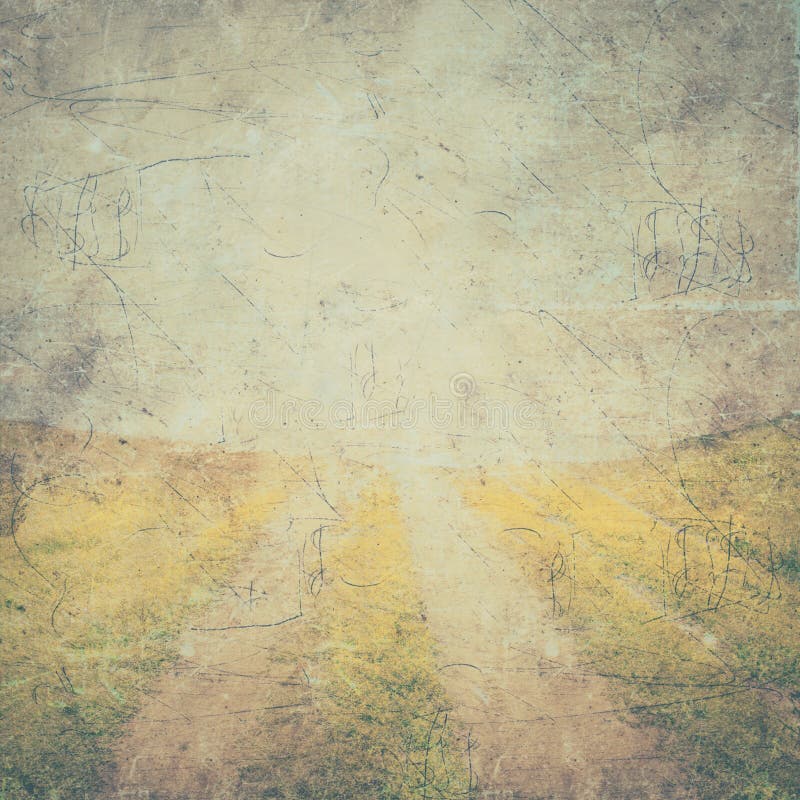 Old Texture with Clouds and Road Vintage Stock Image - Image of grass ...