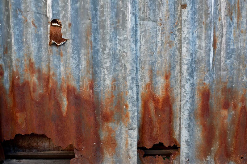 Old Texture and Rusty Zinc Fence Background. Stock Image - Image of ...