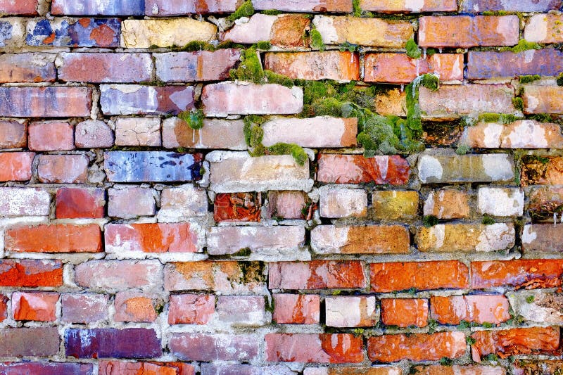 Old Textured Wall with Colorful Bricks Stock Image - Image of ...