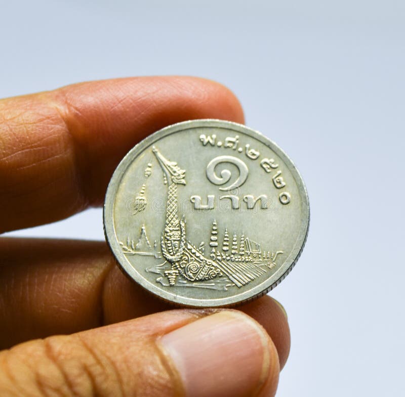 Old Thai coin one baht. stock image. Image of value, coin - 97494821