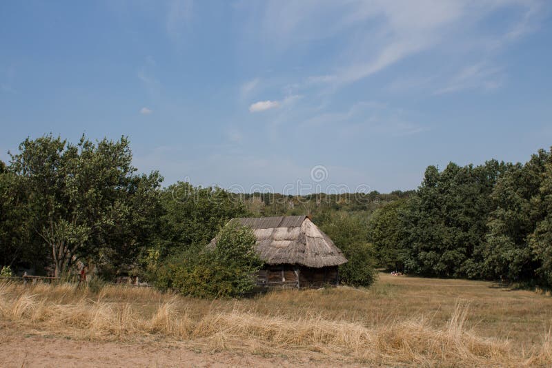 Old Thatched Cottage in the Forest Stock Photo - Image of europe ...