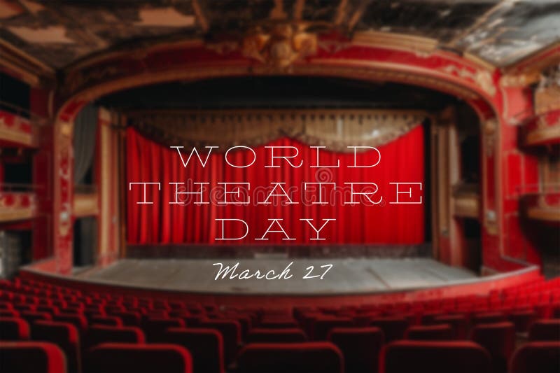 Old Theater Empty Stage with Red Closed Curtains, World Theater Day ...