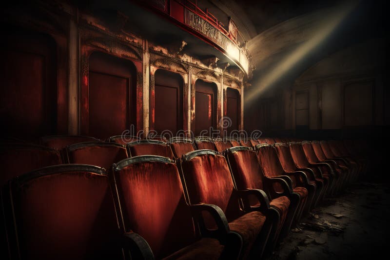 Old Theater Interior with Empty Seats and Spotlights. 3d Render Stock ...