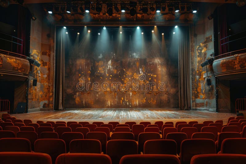 Old Theater Stage with Lighting Stock Photo - Image of entertainment ...