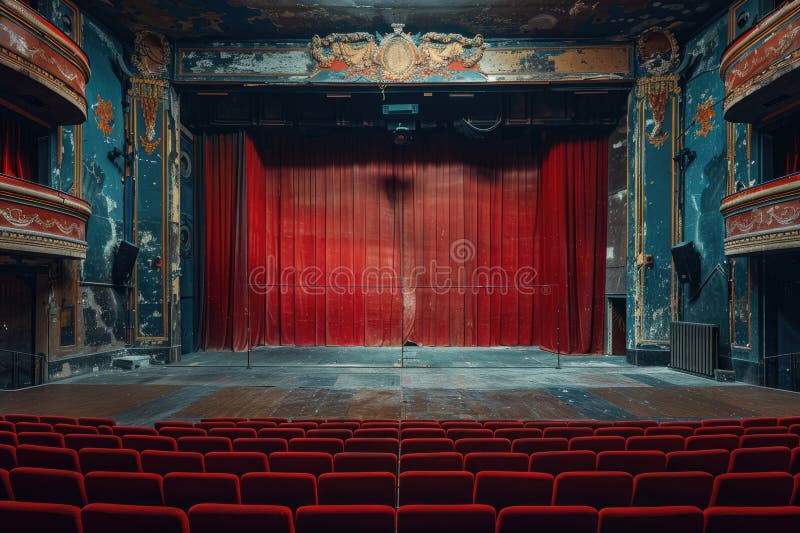 Old Theater Stage with Lighting Stock Image - Image of backdrop, stage ...