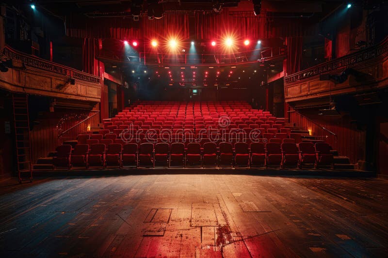 Old Theater Stage with Lighting. Copy Space for Text Stock Image ...