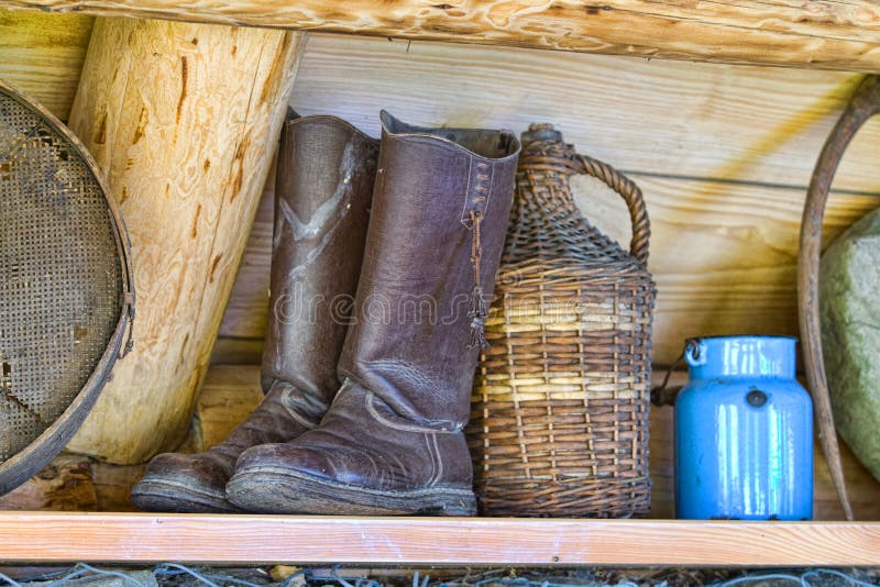 Old Things Put Back on the Shelf Stock Image - Image of wooden, stuff ...