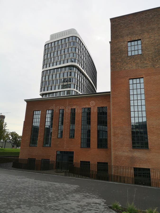 Old Thread Factory Building in Modern City Stock Photo - Image of ...