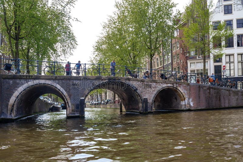 Old Three-arch Bridge in Amsterdam Editorial Stock Photo - Image of ...