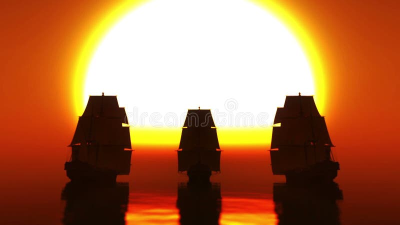 Three Sailing Ships and a Large Fishing Vessel Navigate a Stormy Sea ...