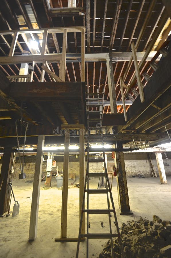 Old Three Story Warehouse Under Renovation Stock Photo - Image of three ...